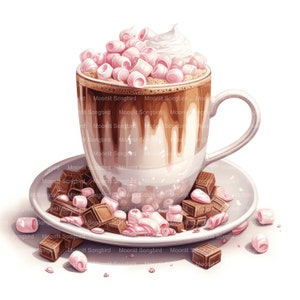 10 Hot Chocolate With Marshmallows Clipart, Digital Download, Printable ...