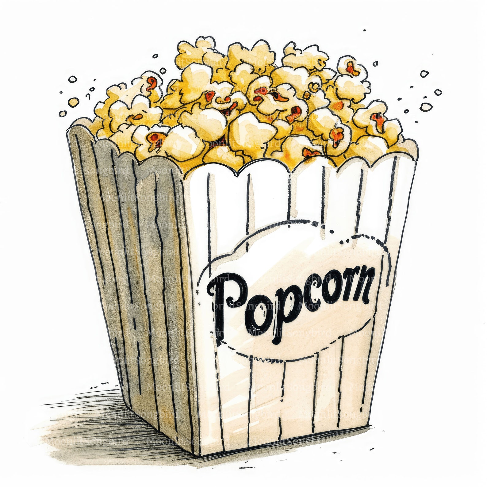 12 Popcorn Clipart, Digital Download, Printable Watercolor Clipart ...