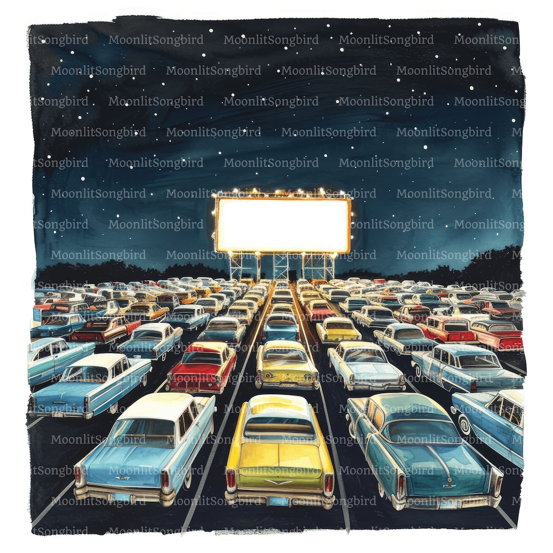 15 Drive-in Theater Clipart, Digital Download, Printable Watercolor ...