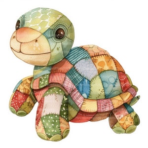 10 Patchwork Turtle Clipart, Digital Download, Printable Watercolor ...