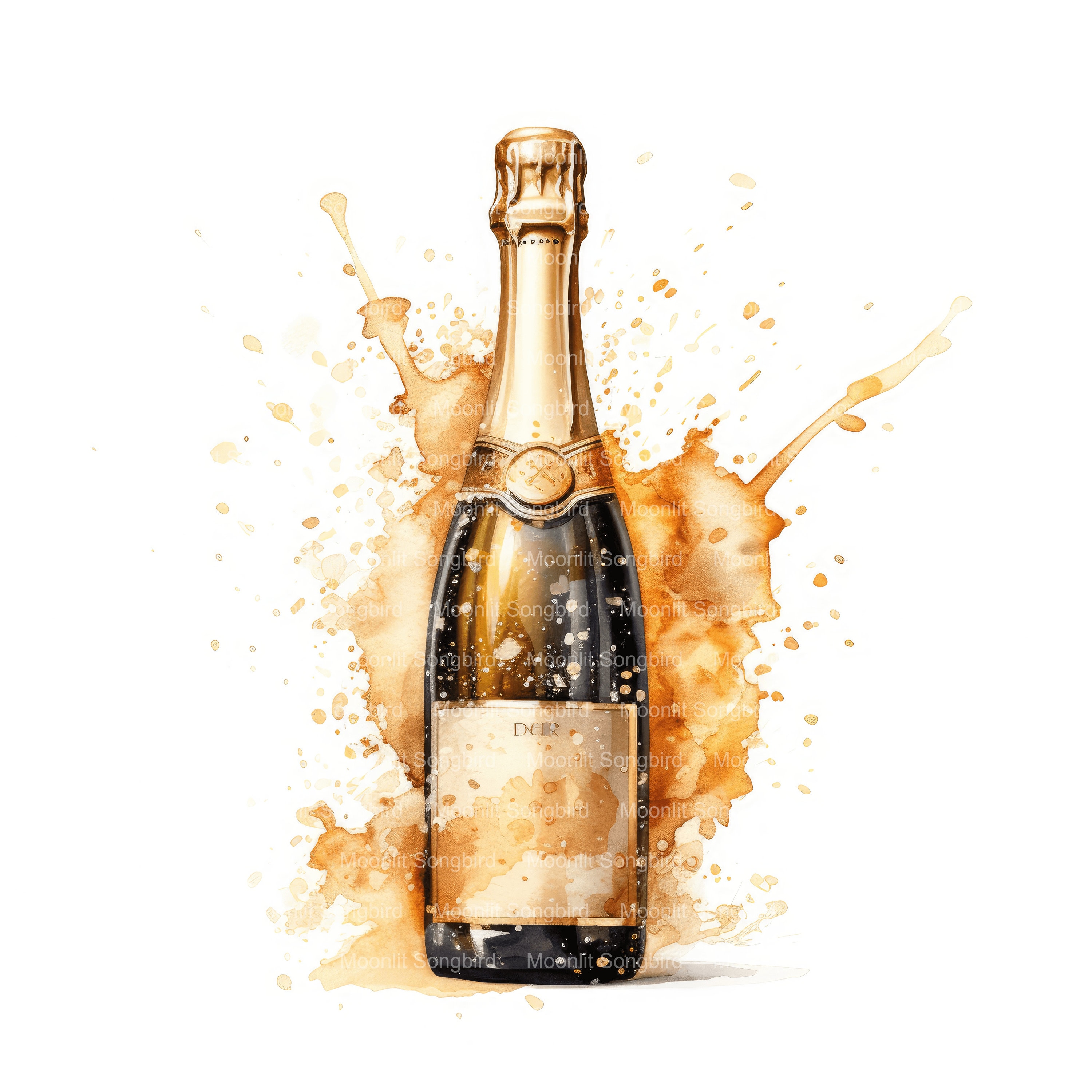 15 Sparkling Champagne Bottle Clipart, Digital Download, Printable ...