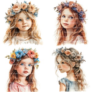 14 Girl With Flower Crown Clipart, Digital Download, Printable ...