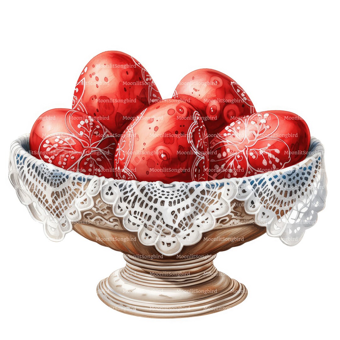 10 Red Easter Eggs Clipart, Digital Download, Printable Watercolor ...