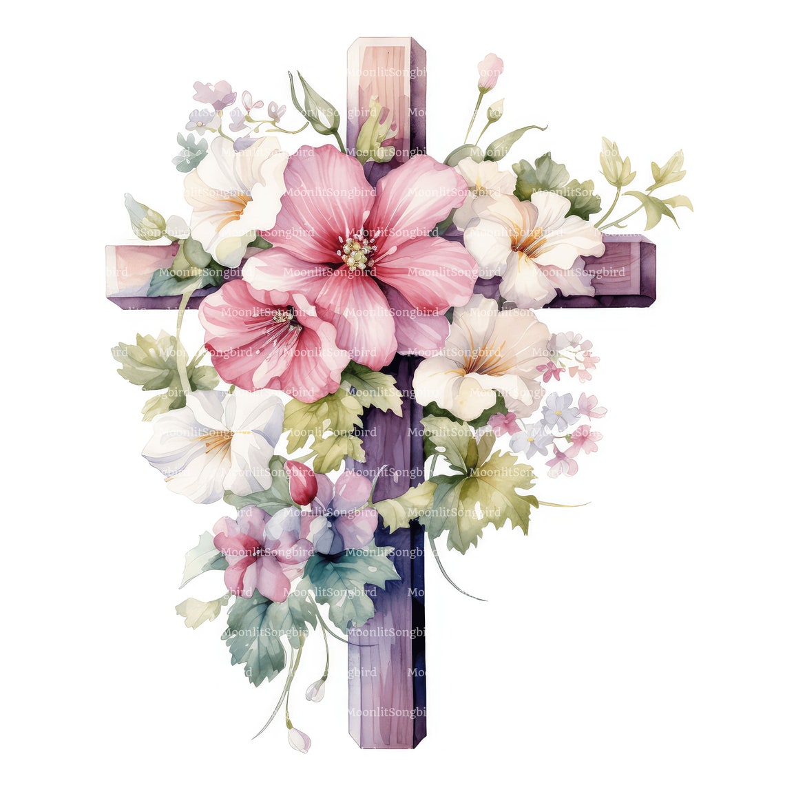 22 Cross With Spring Flowers Clipart, Digital Download, Printable ...