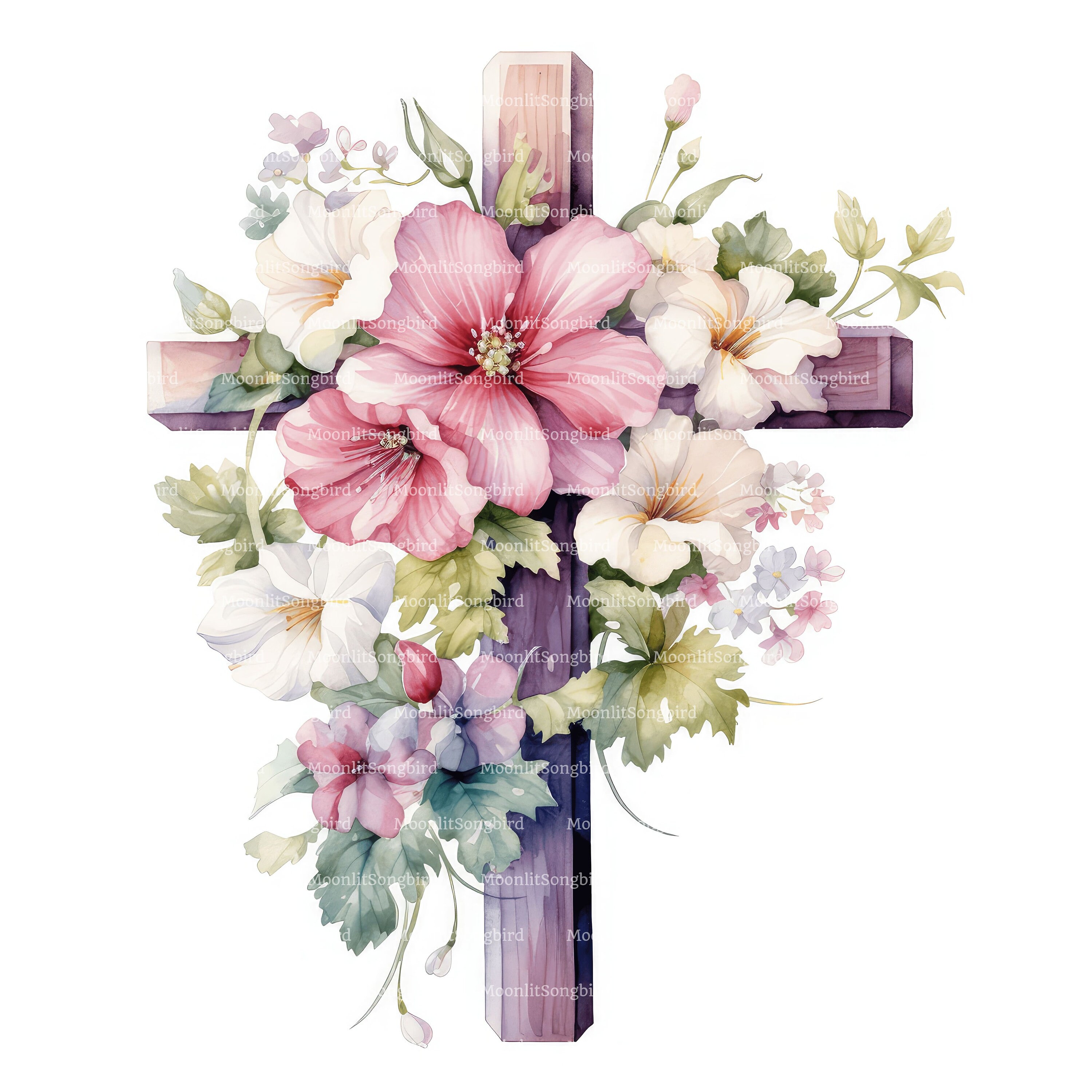 22 Cross With Spring Flowers Clipart, Digital Download, Printable ...