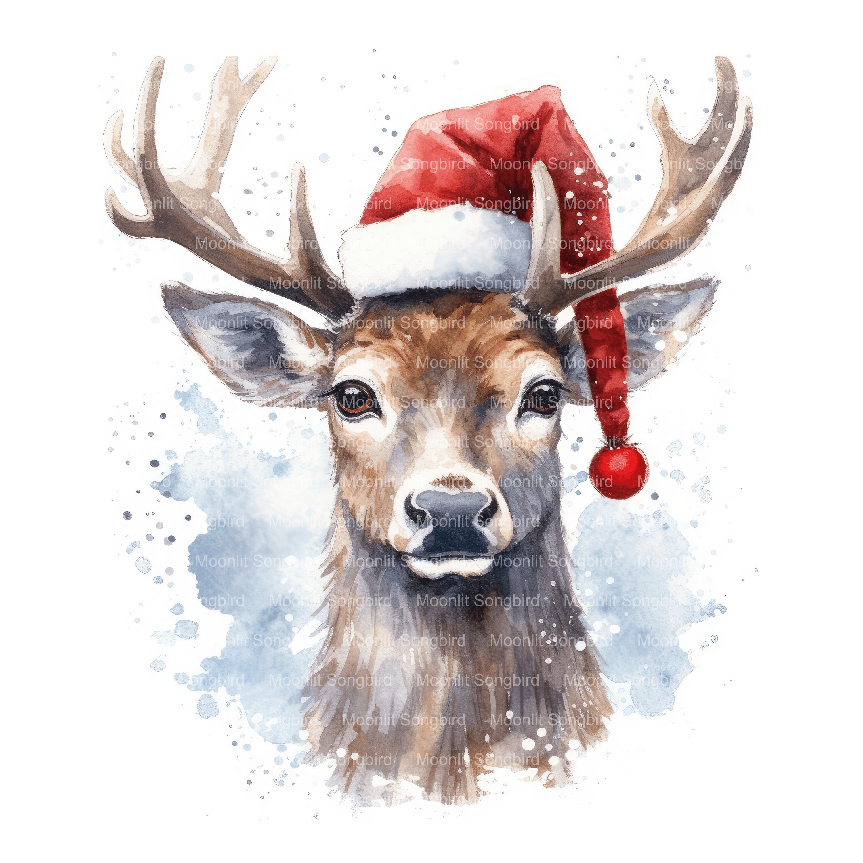 12 Deer With Santa Hat Clipart Digital Download Printable - Etsy