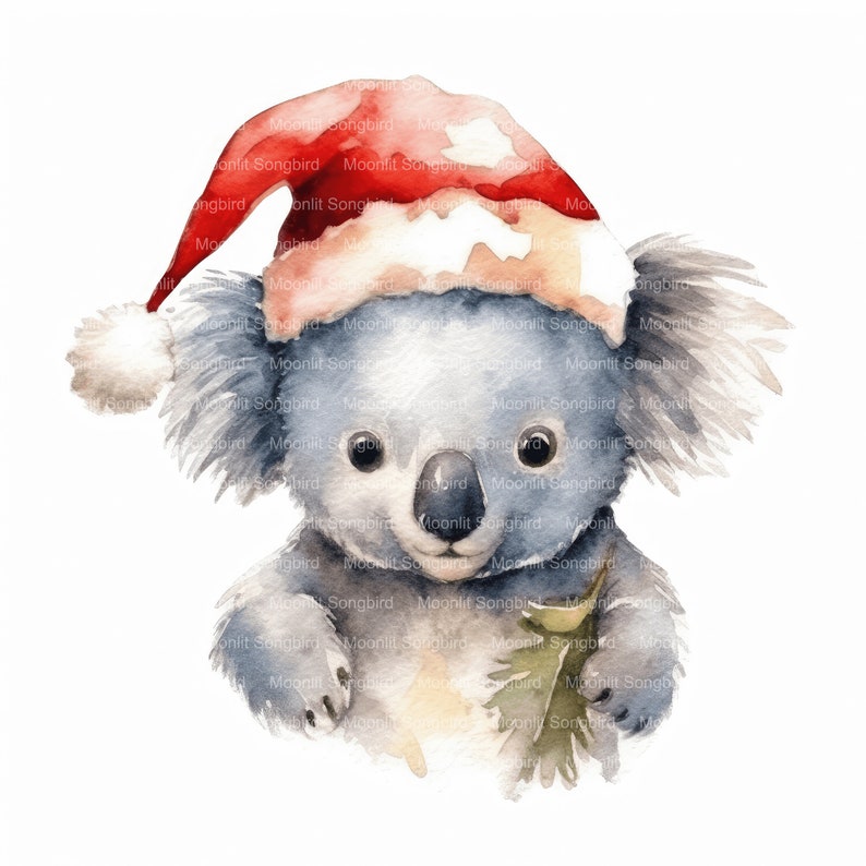 12 Christmas Koala Clipart, Digital Download, Printable Watercolor ...