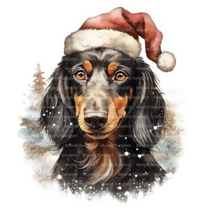 10 Christmas Dachshund Clipart, Digital Download, Printable Watercolor ...