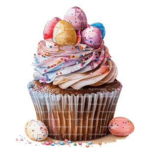 11 Easter Cupcakes Clipart, Digital Download, Printable Watercolor ...