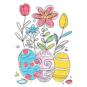 14 Easter Eggs Drawings Clipart, Digital Download, Printable Cute ...