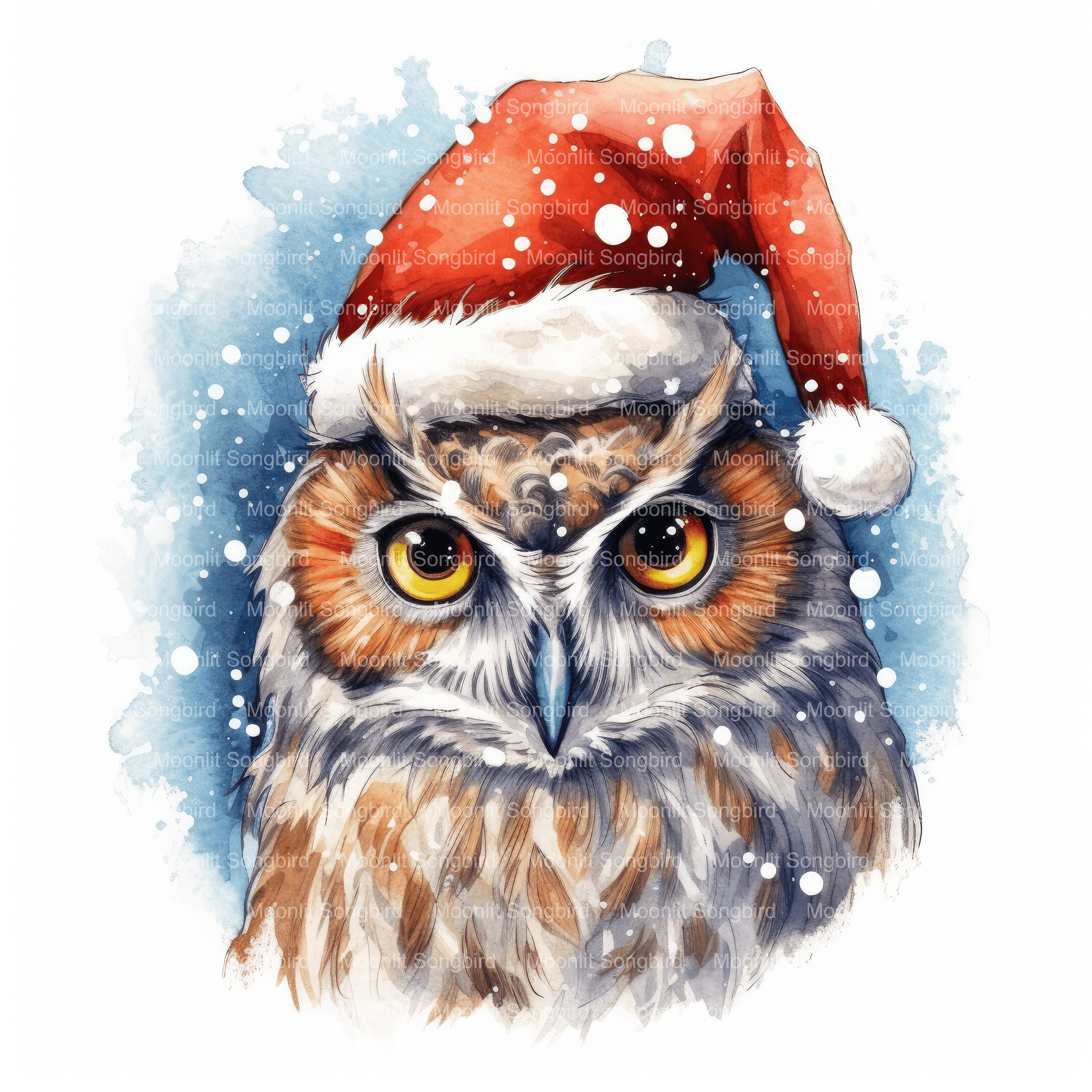 16 Christmas Owl Clipart, Digital Download, Printable Cute Watercolor ...