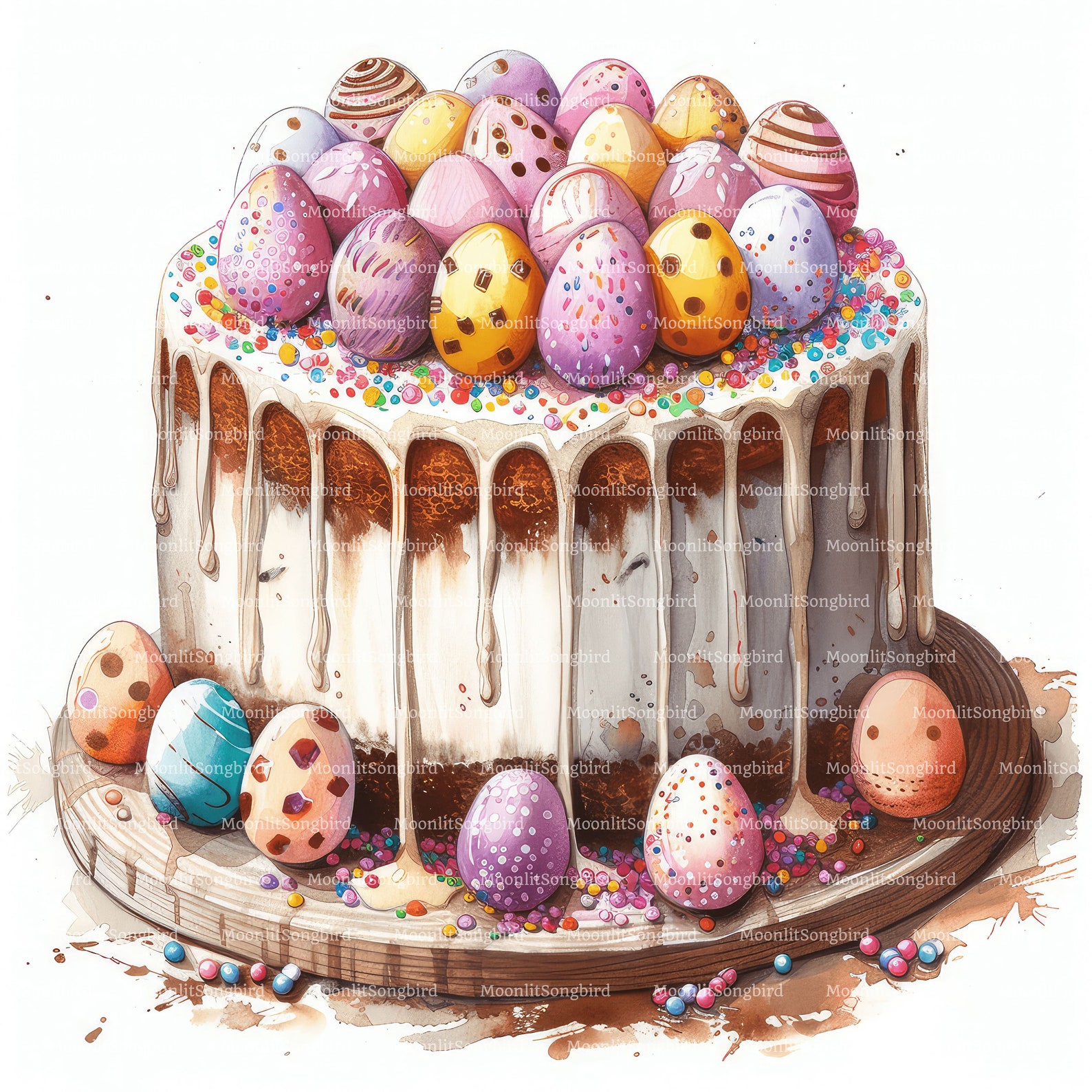 12 Easter Cake Clipart, Digital Download, Printable Watercolor Clipart ...