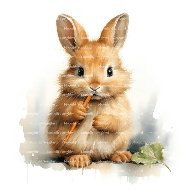 16 Rabbit Eating Fruits and Vegetables Clipart, Digital Download ...