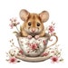 12 Mouse in Teacup Clipart, Digital Download, Printable Watercolor ...