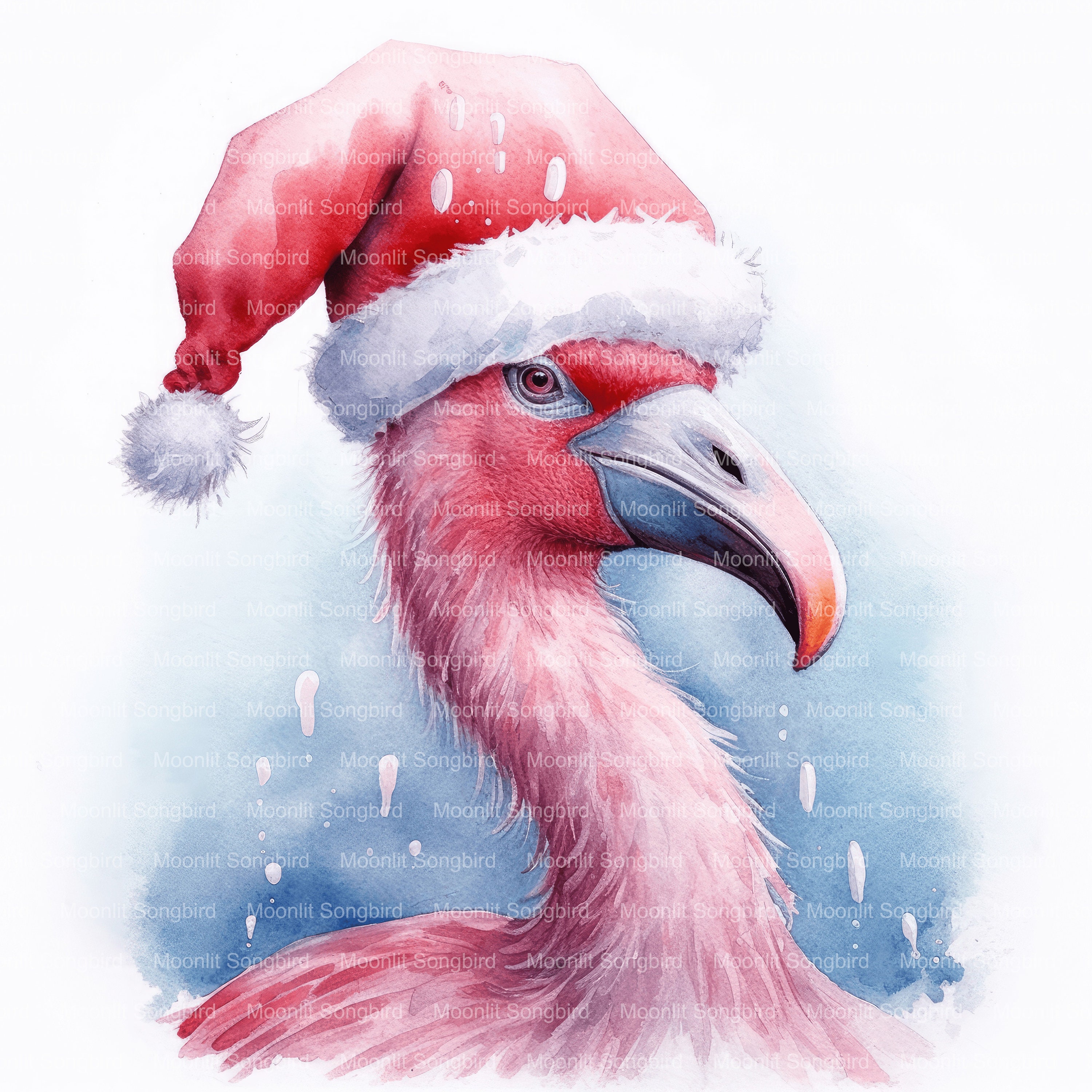 14 Christmas Flamingo Clipart, Digital Download, Printable Watercolor ...