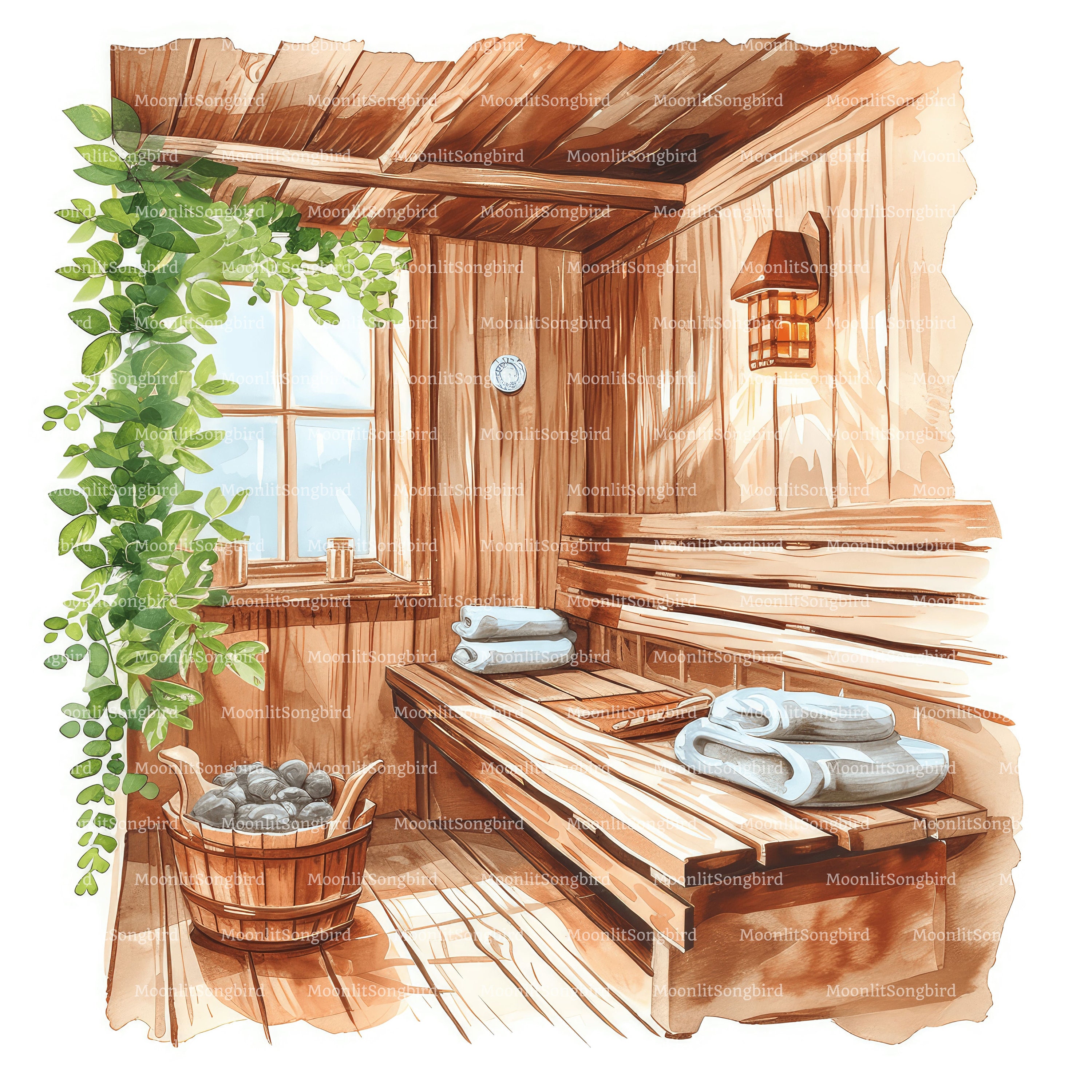 12 Sauna Clipart, Digital Download, Printable Watercolor Clipart, Paper ...