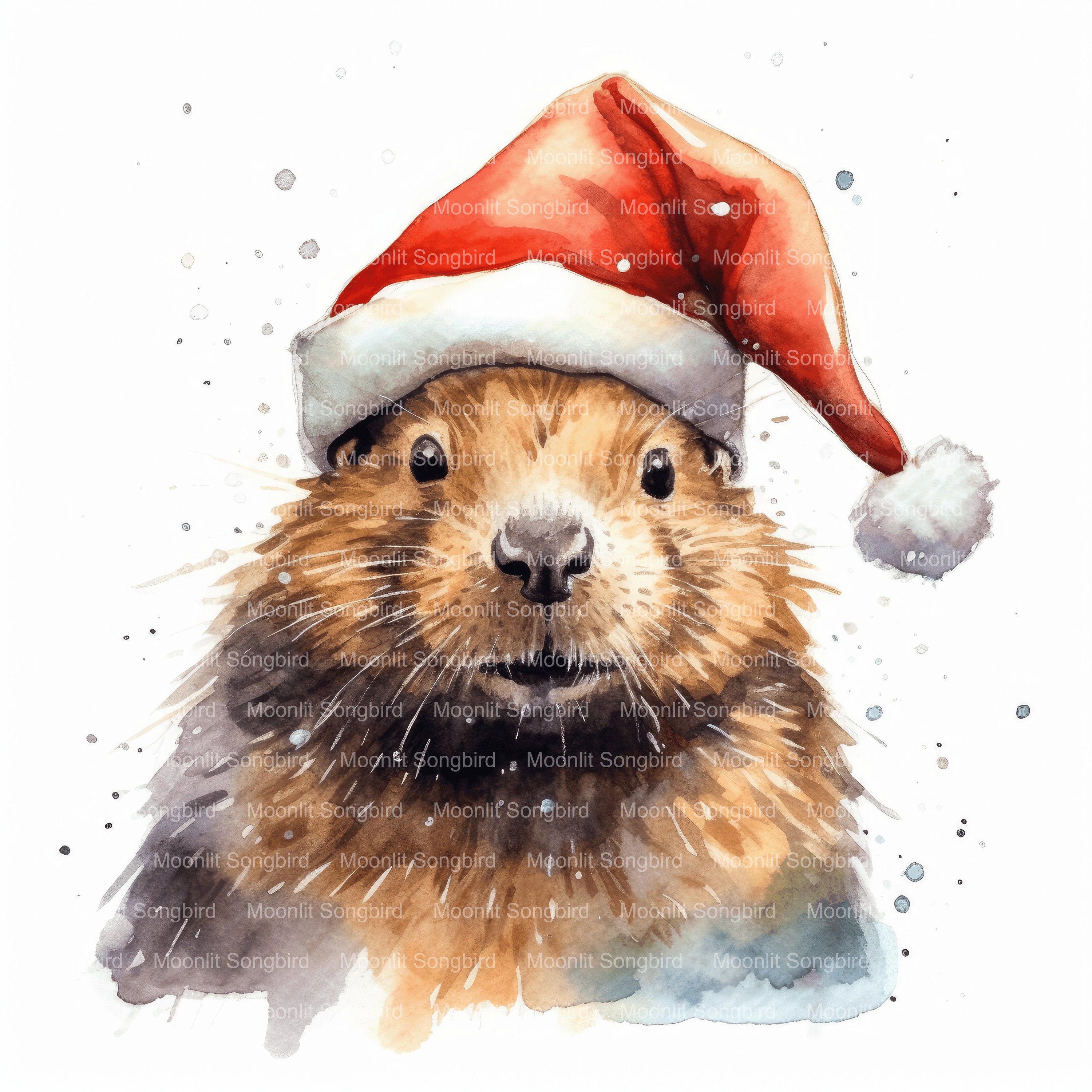 12 Christmas Beaver Clipart, Digital Download, Printable Watercolor ...