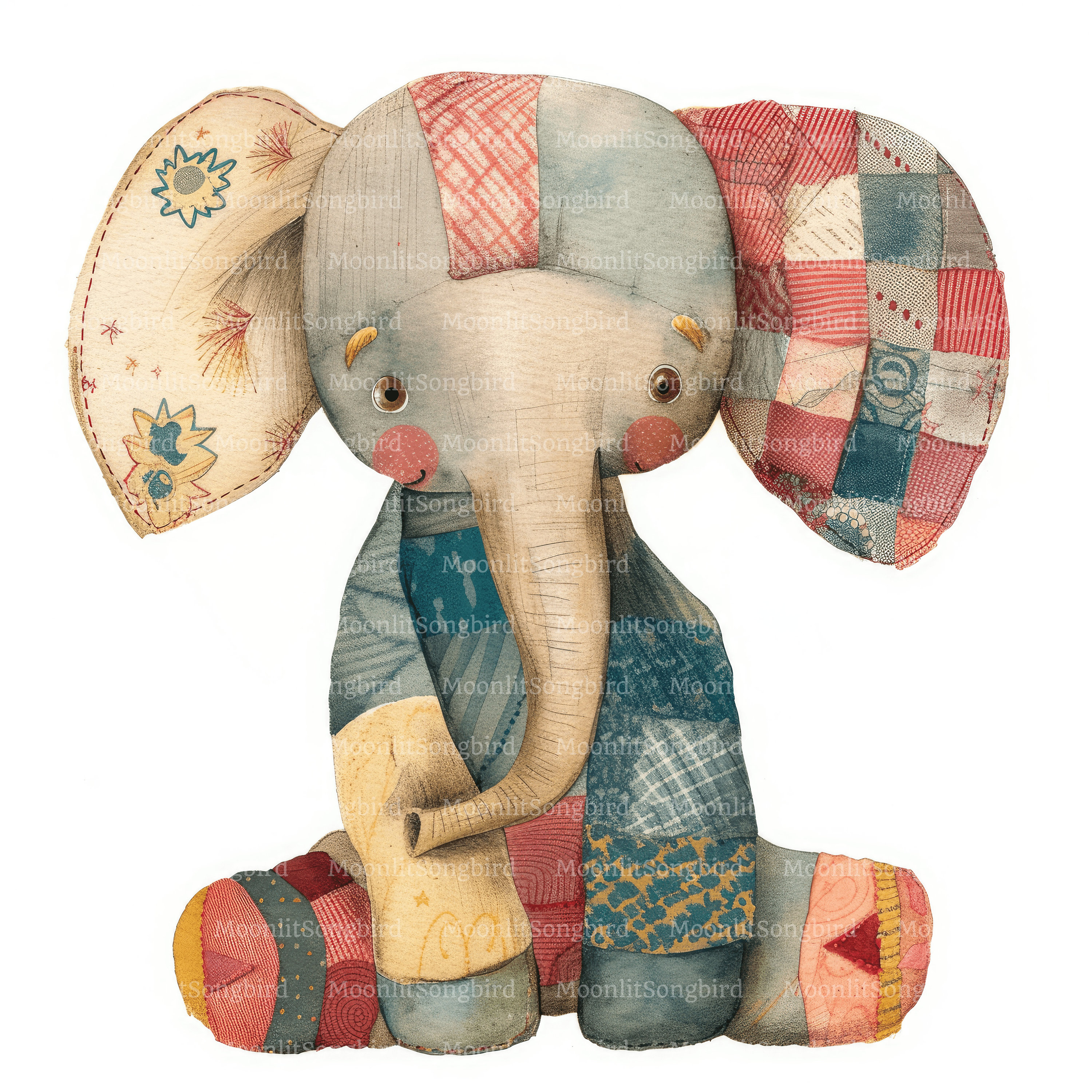 14 Patchwork Elephant Clipart, Digital Download, Printable Watercolor ...