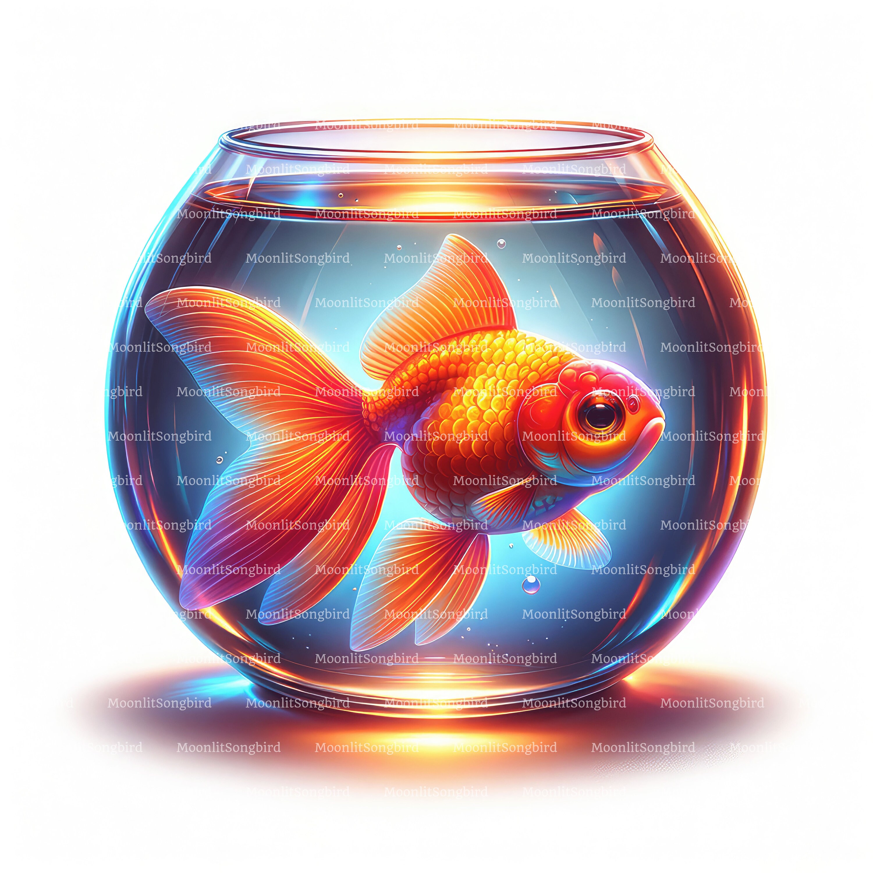 Goldfish in Bowl Watercolor Clipart, Printable Fish Art (digital ...