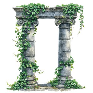 12 Greek Pillars With Vine Leaves Clipart, Digital Download, Printable ...