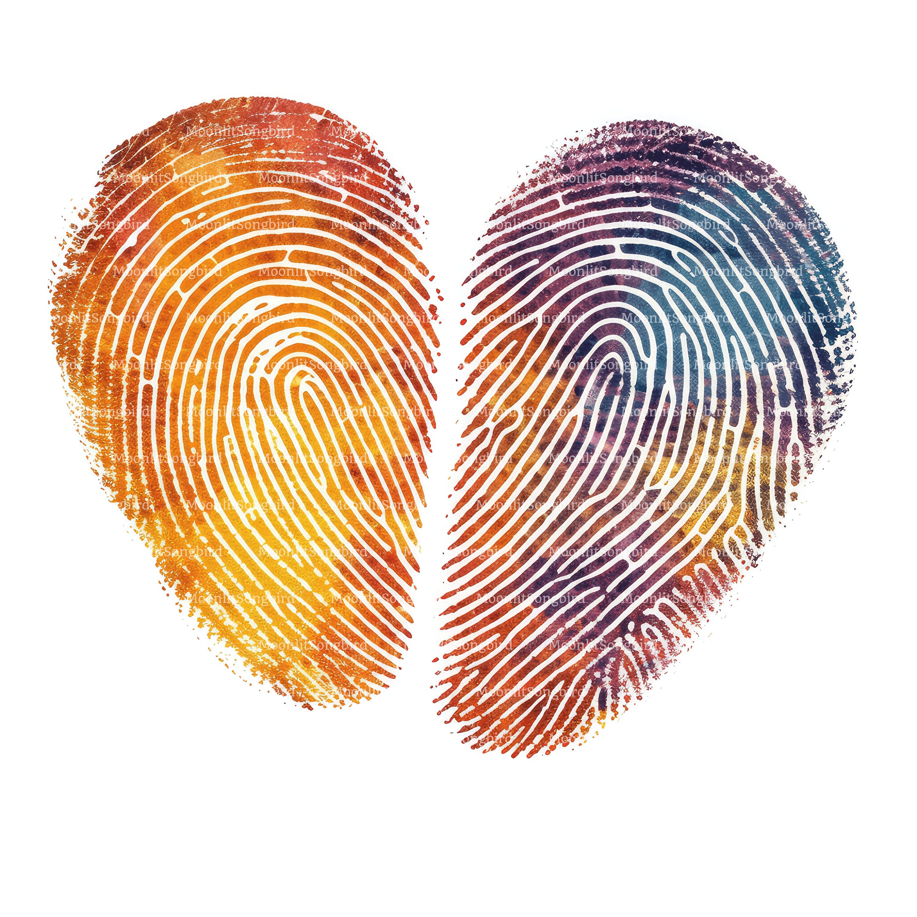 10 Fingerprint Hearts Clipart, Digital Download, Printable Watercolor ...