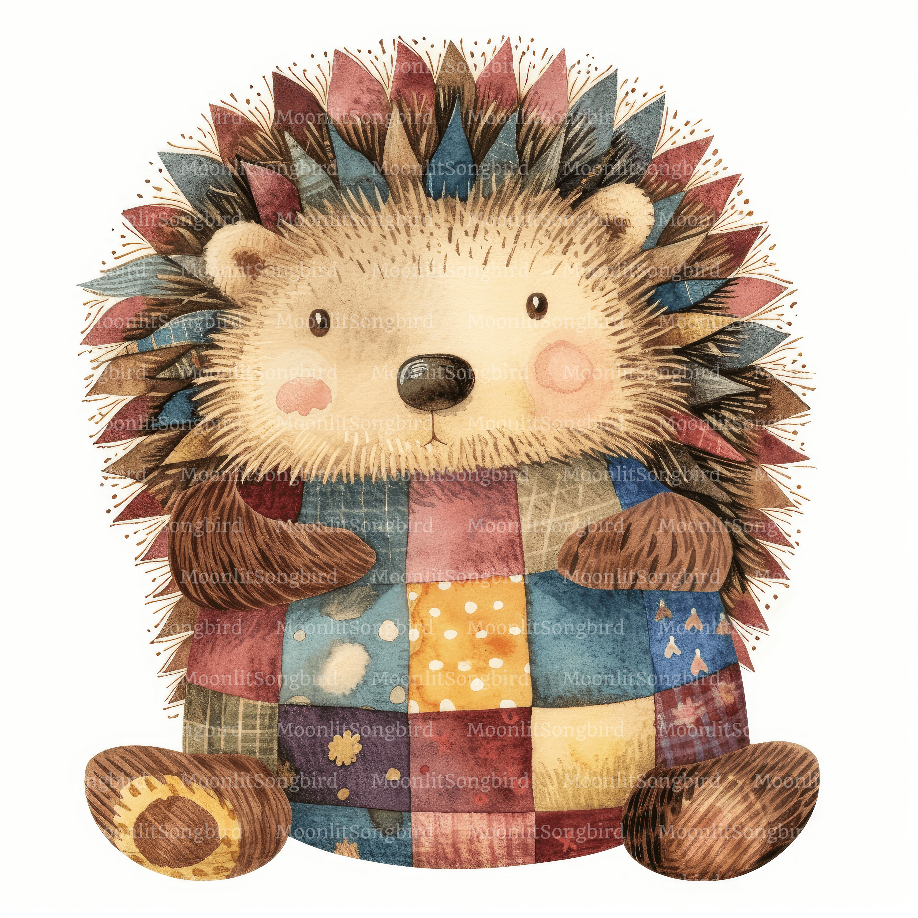 9 Patchwork Hedgehog Clipart, Digital Download, Printable Watercolor ...