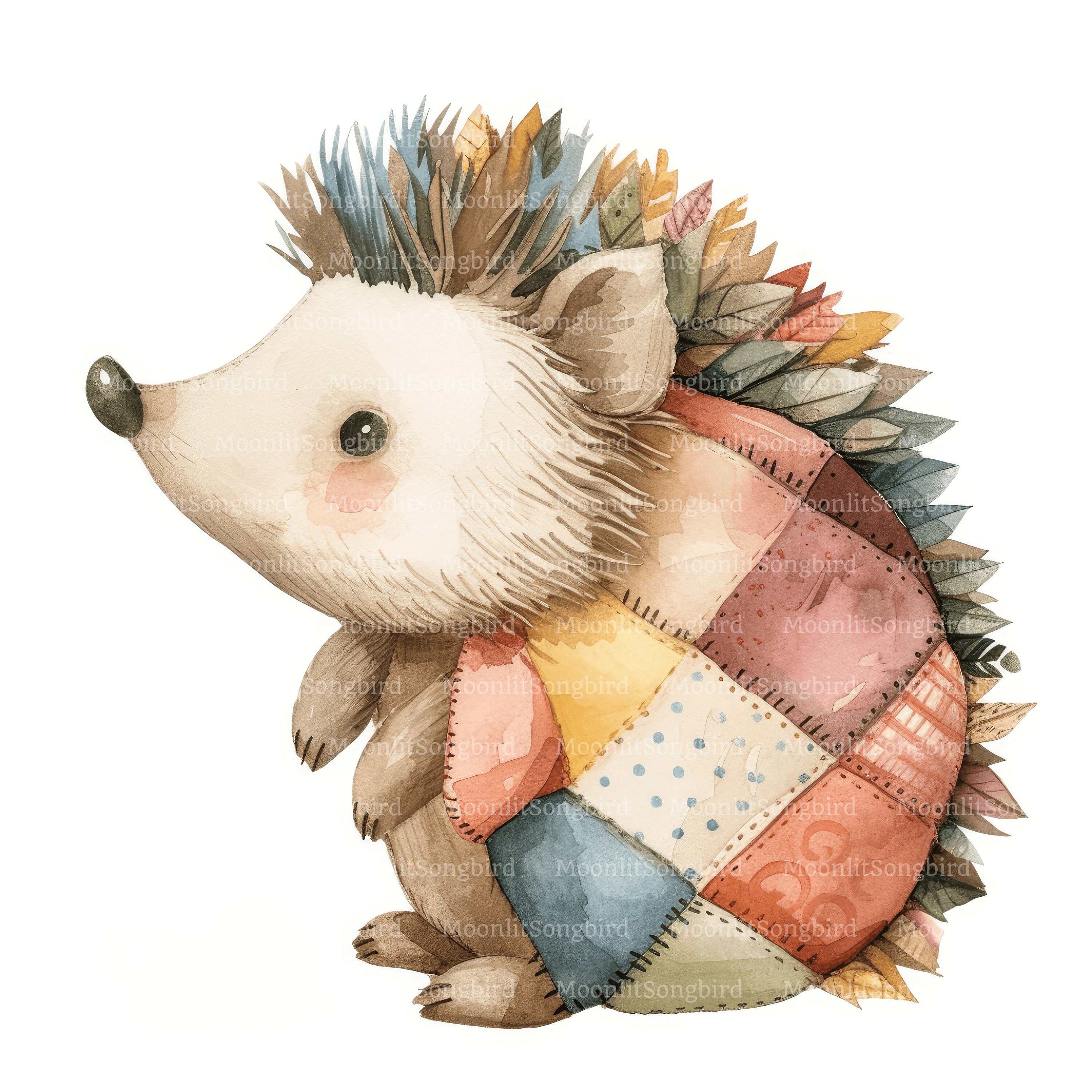 9 Patchwork Hedgehog Clipart, Digital Download, Printable Watercolor Clipart, Paper Crafts ...