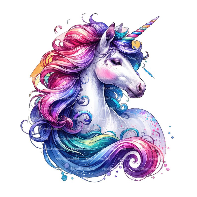 Unicorn and Rainbow PNG Files, Transparent Background, Digital Download ...