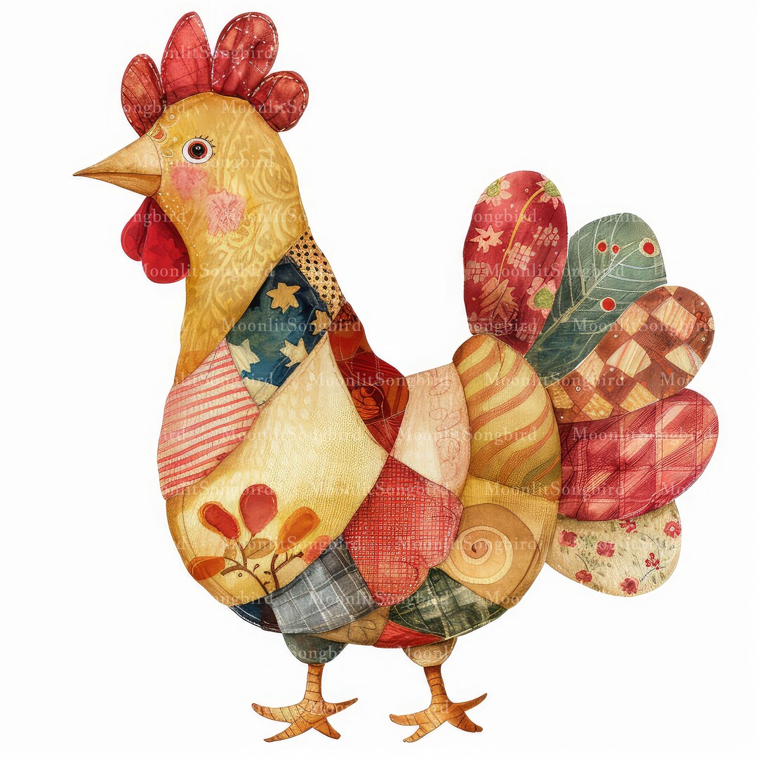 10 Patchwork Rooster Clipart (images Only!) Digital Download, Printable ...