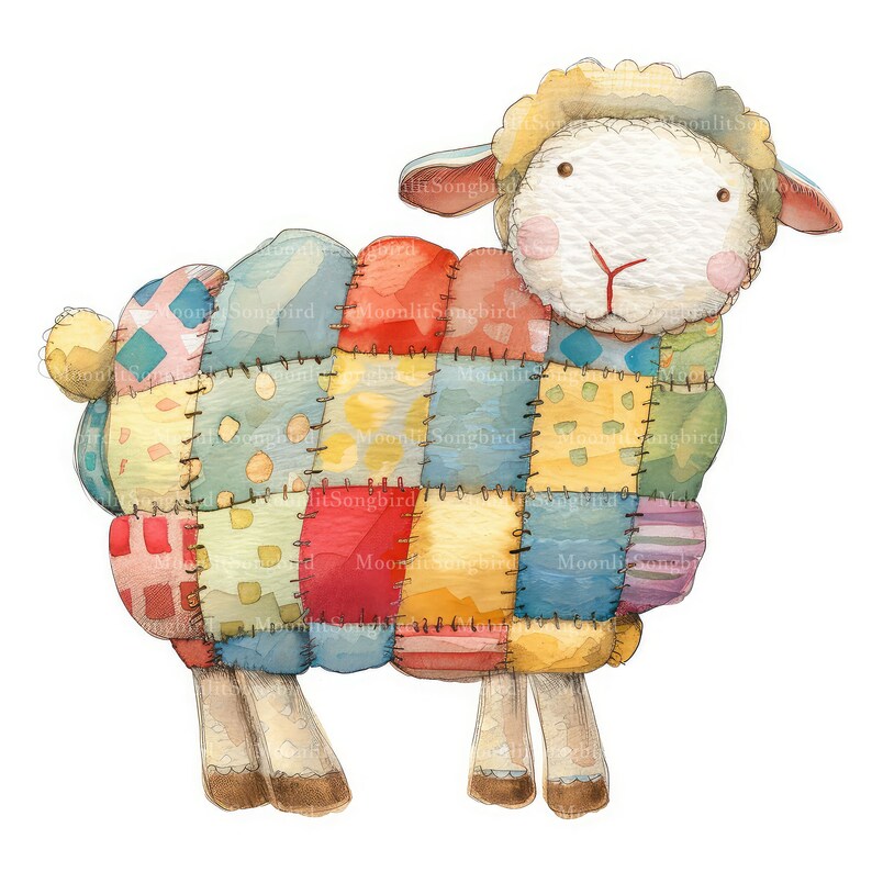 10 Patchwork Sheep Clipart (images Only!) Digital Download, Printable ...