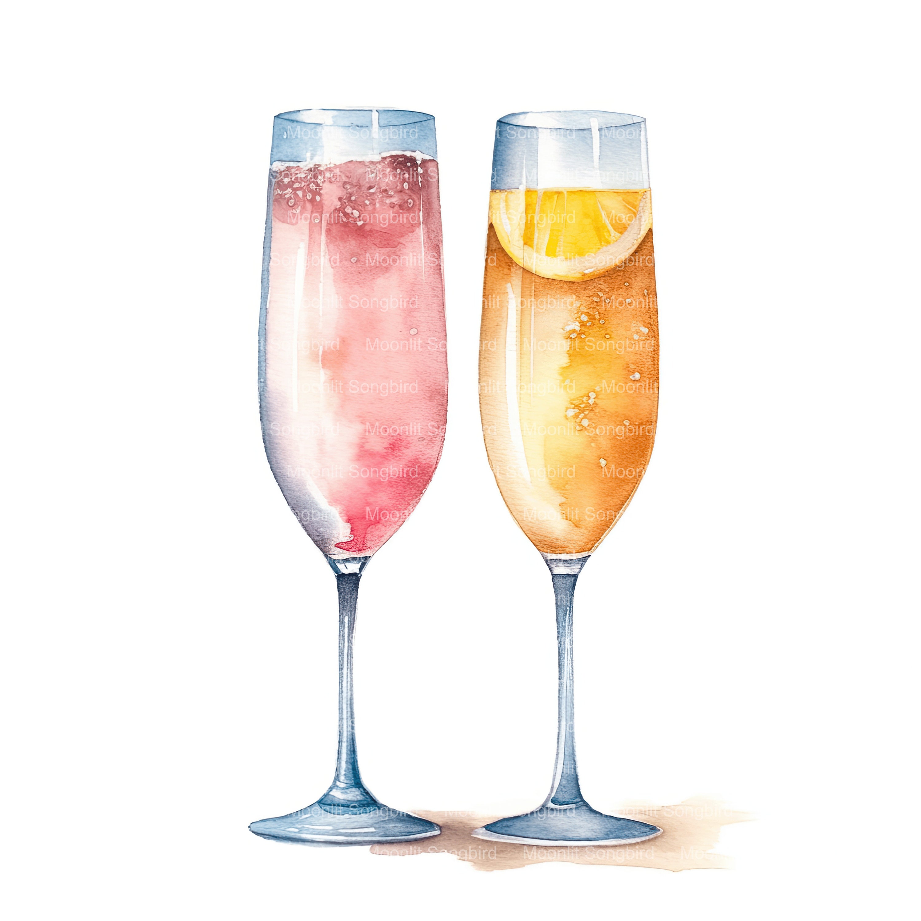 10 Festive Mimosa Cocktail Clipart, Digital Download, Printable ...