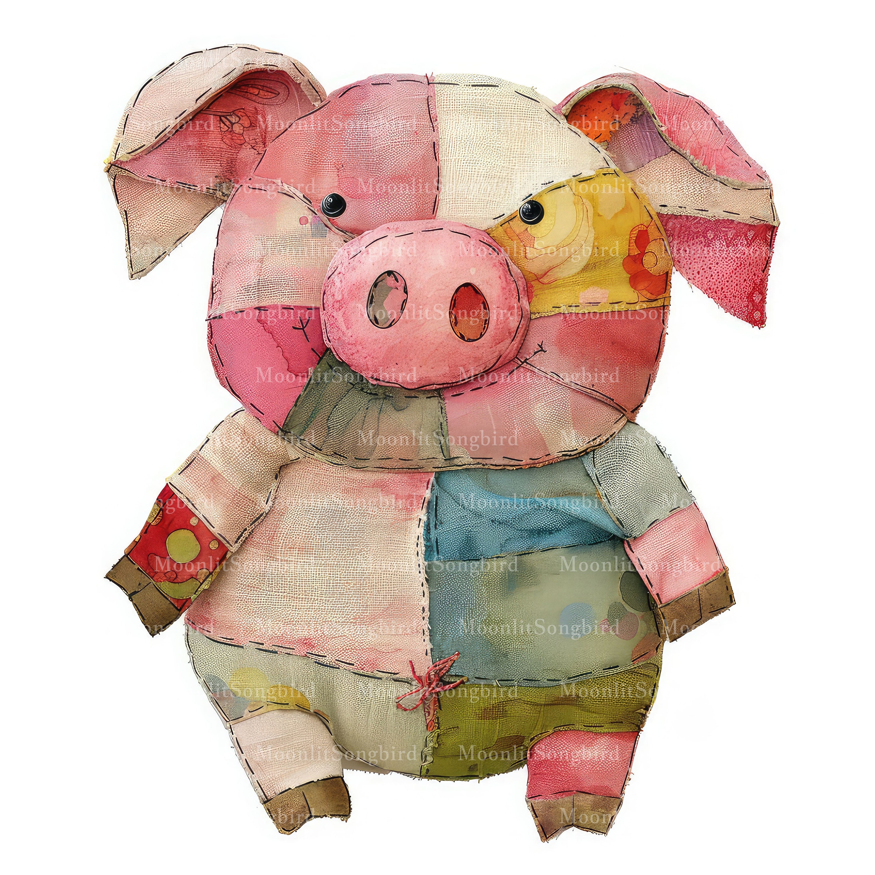 10 Patchwork Pig Clipart (images Only!) Digital Download, Printable ...