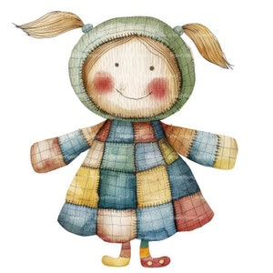 10 Patchwork Doll Clipart, Digital Download, Printable Watercolor ...