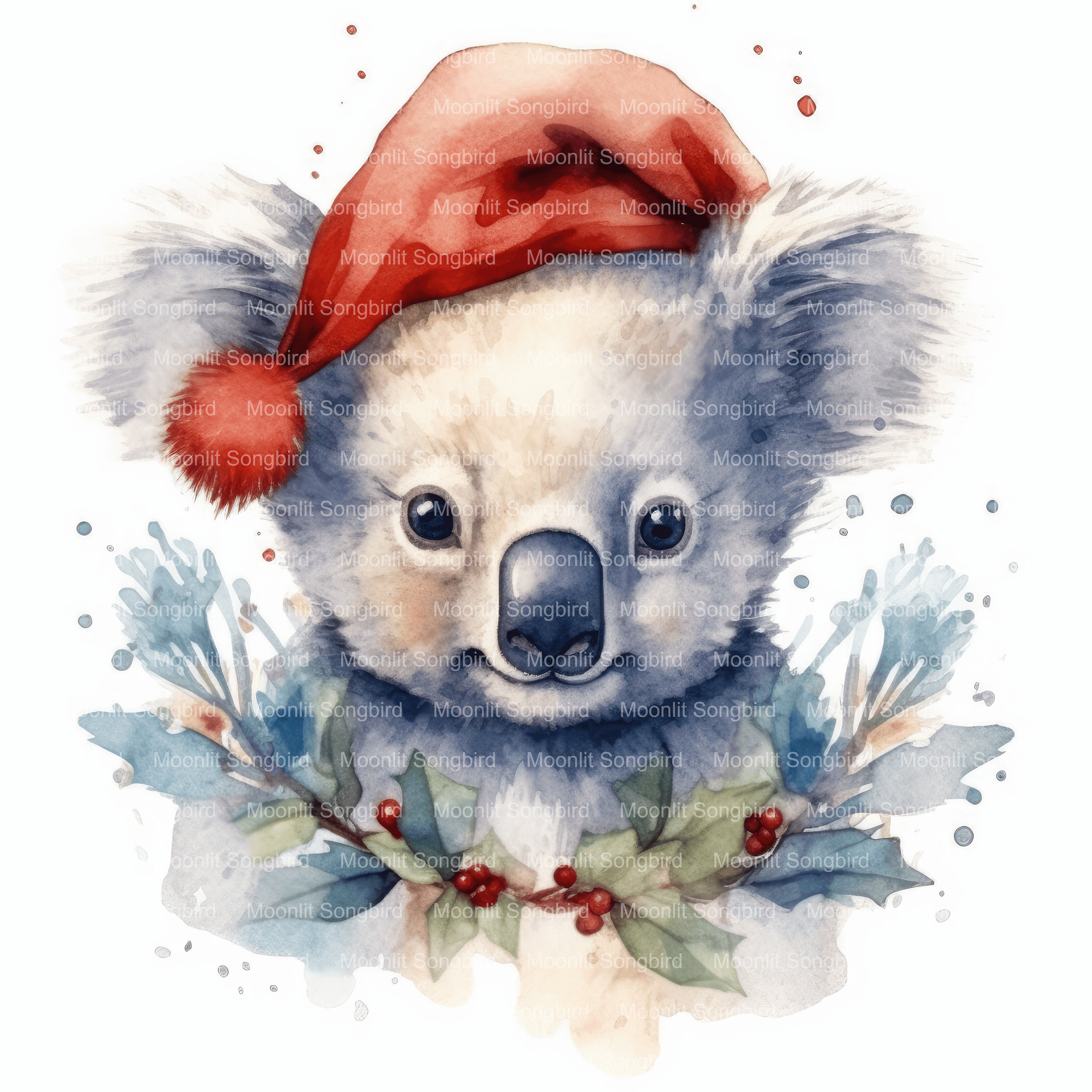 12 Christmas Koala Clipart, Digital Download, Printable Watercolor ...