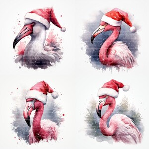 14 Christmas Flamingo Clipart, Digital Download, Printable Watercolor ...