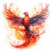14 Fiery Phoenix Rising Clipart, Digital Download, Printable Watercolor ...