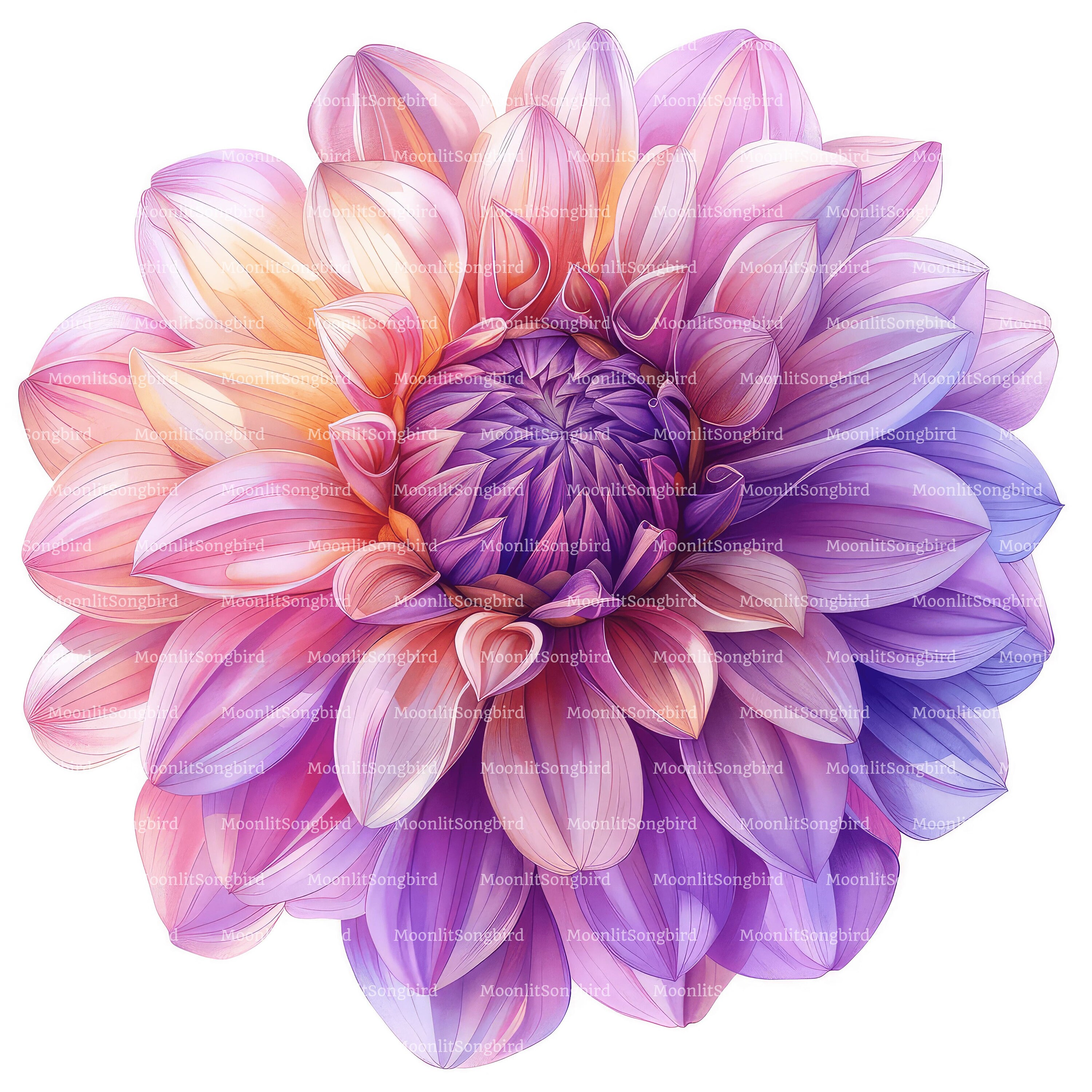 10 Pink Dahlia Flowers Clipart, Digital Download, Printable Watercolor ...