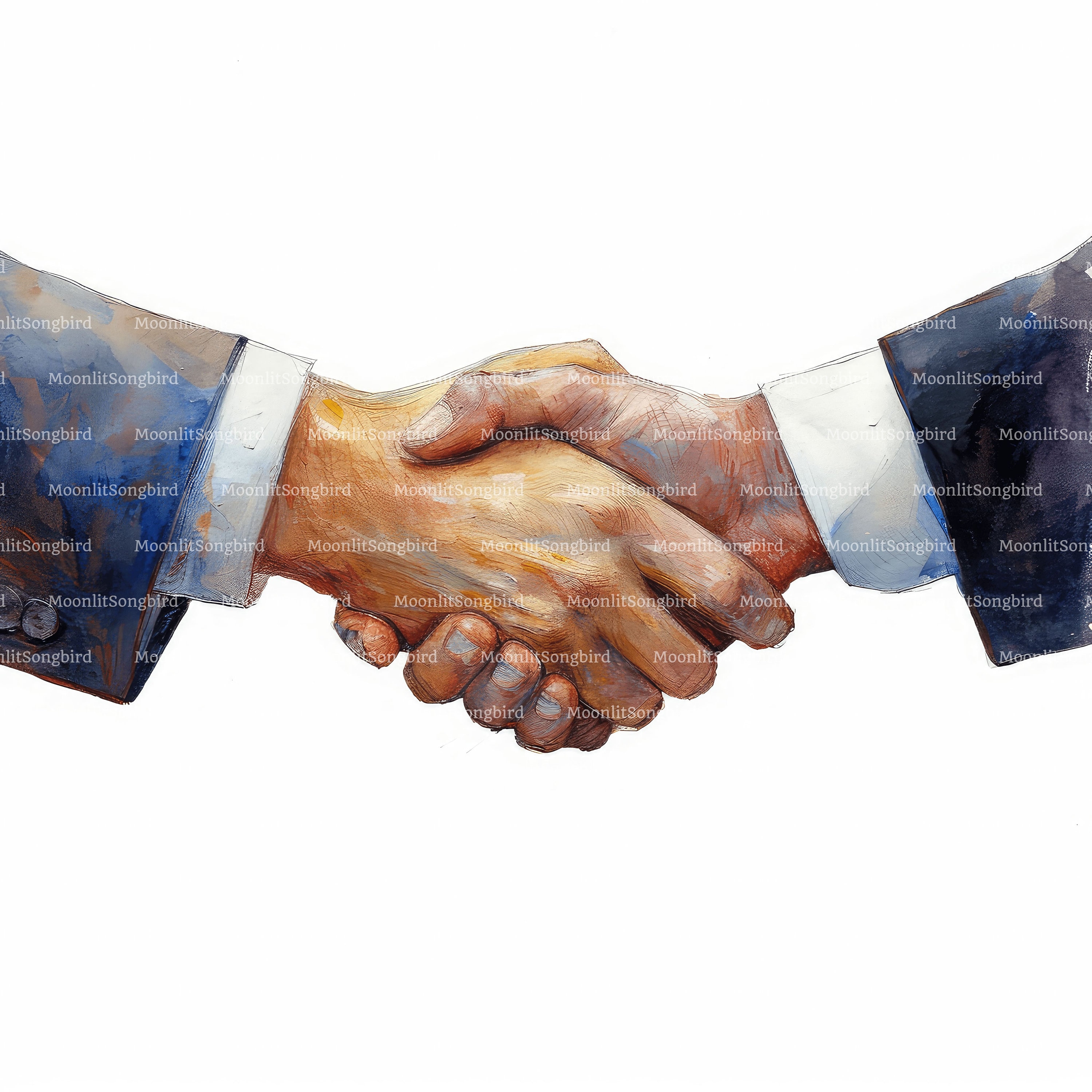 14 Business Handshake Clipart, Digital Download, Printable Watercolor ...