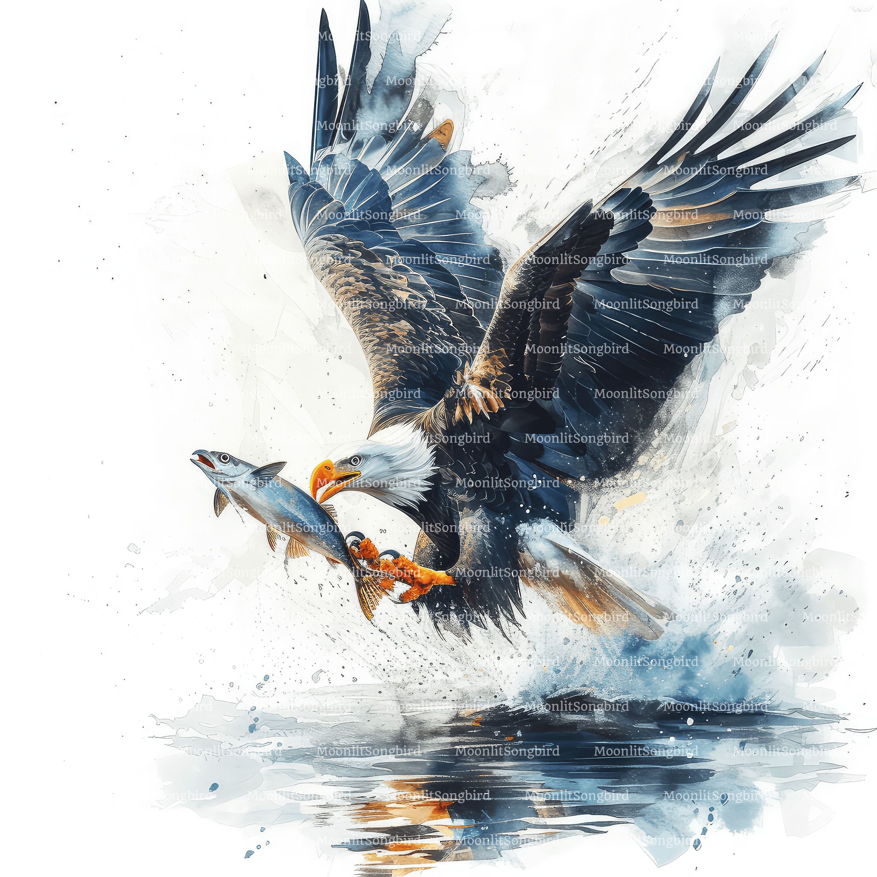 11 Eagle Catching a Fish Clipart, Digital Download, Printable ...