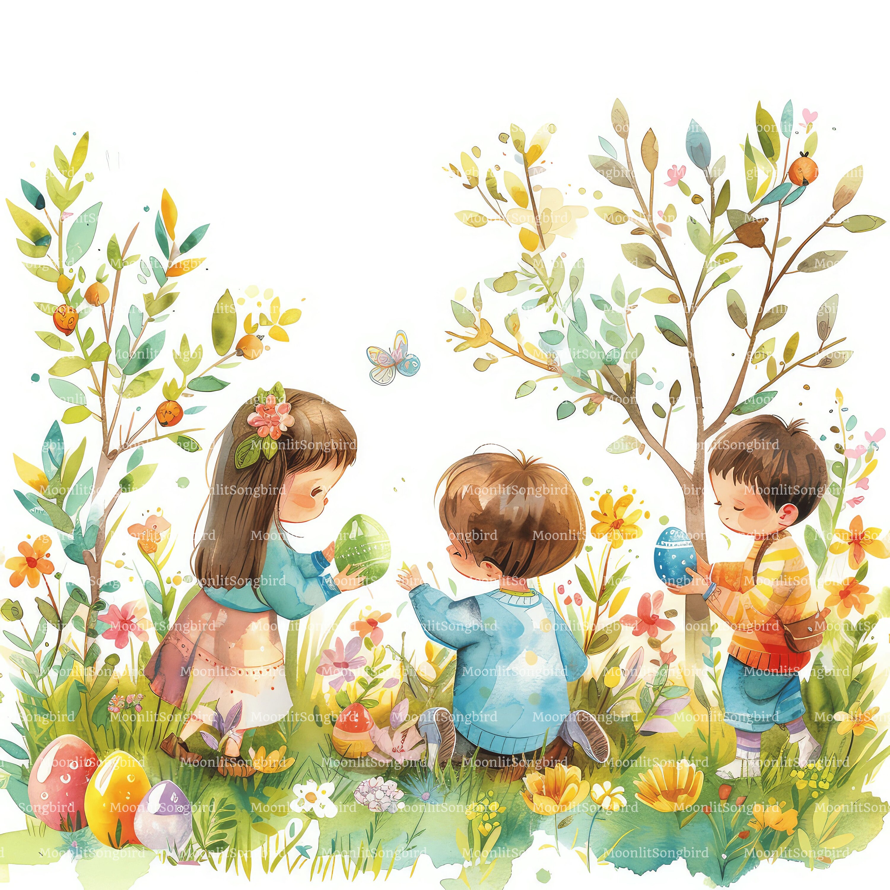 22 Easter Egg Hunt Scenes Clipart, Digital Download, Printable ...
