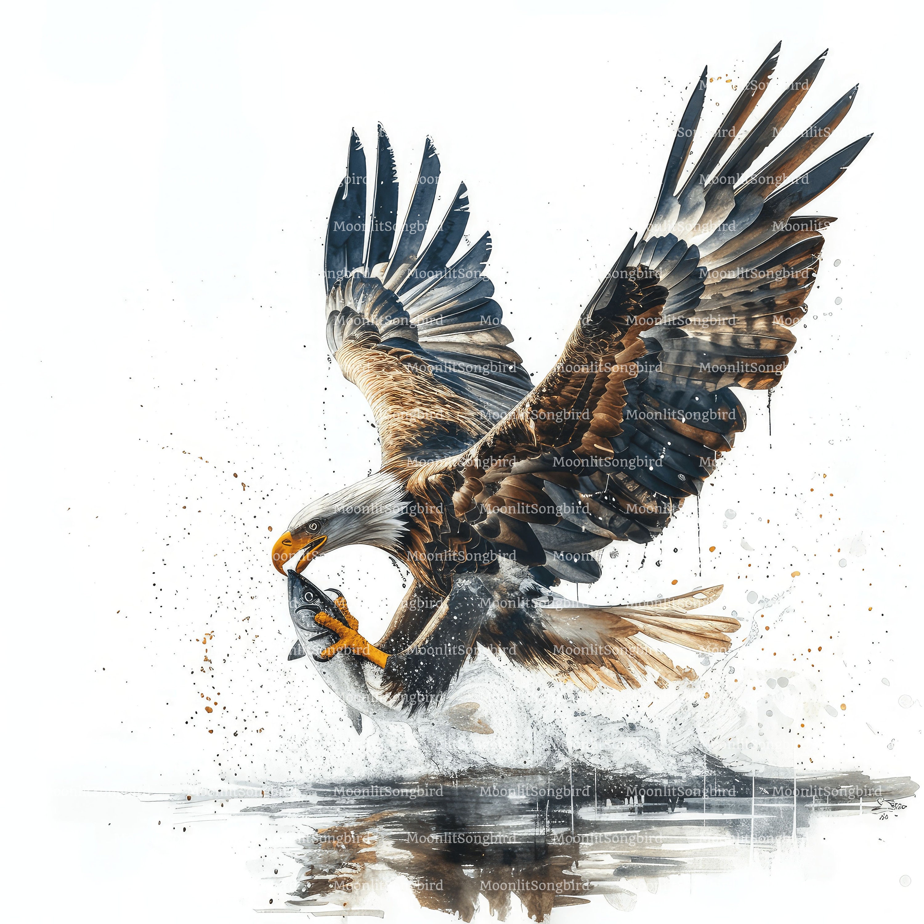 11 Eagle Catching a Fish Clipart, Digital Download, Printable ...