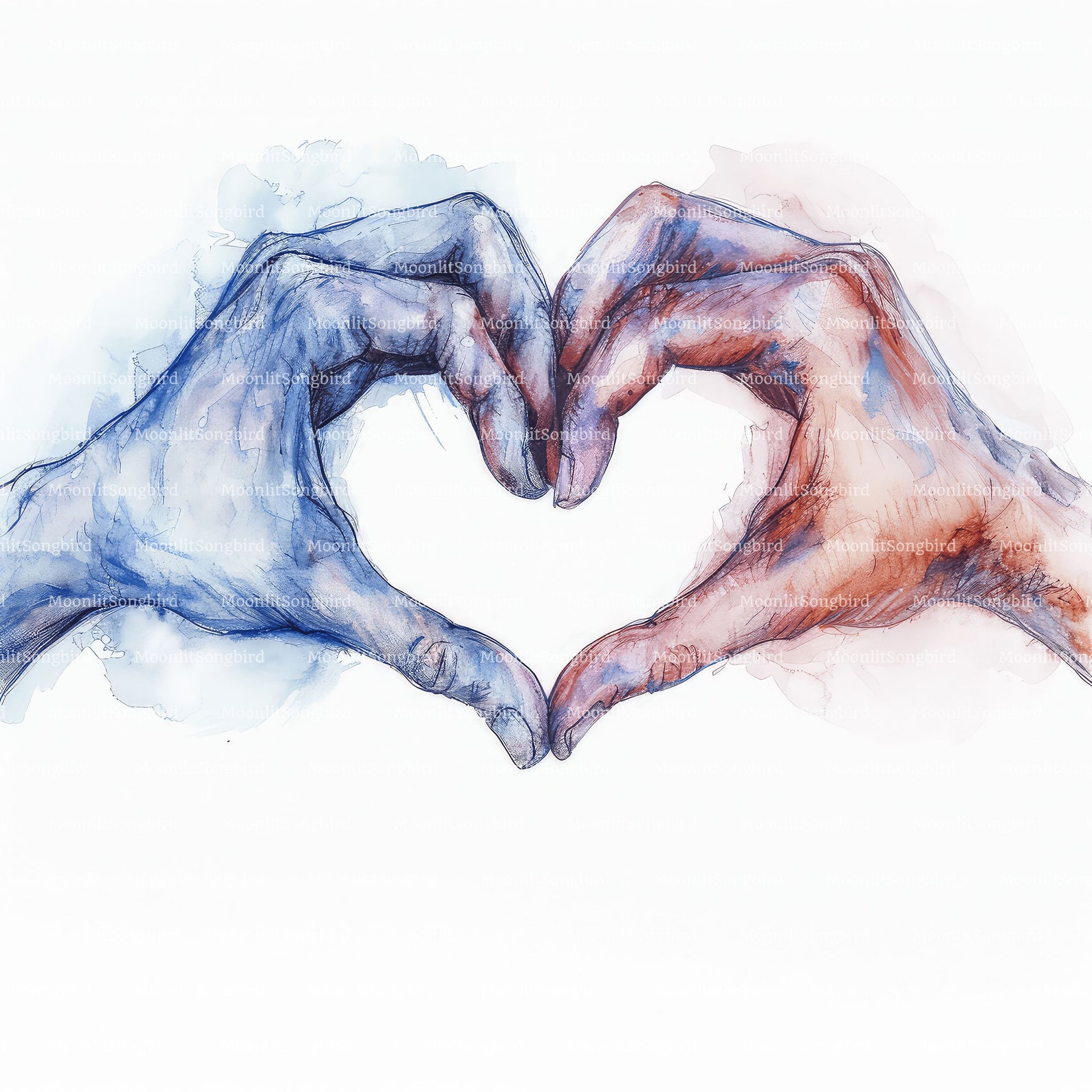 12 Hands Forming a Heart Clipart, Digital Download, Printable ...