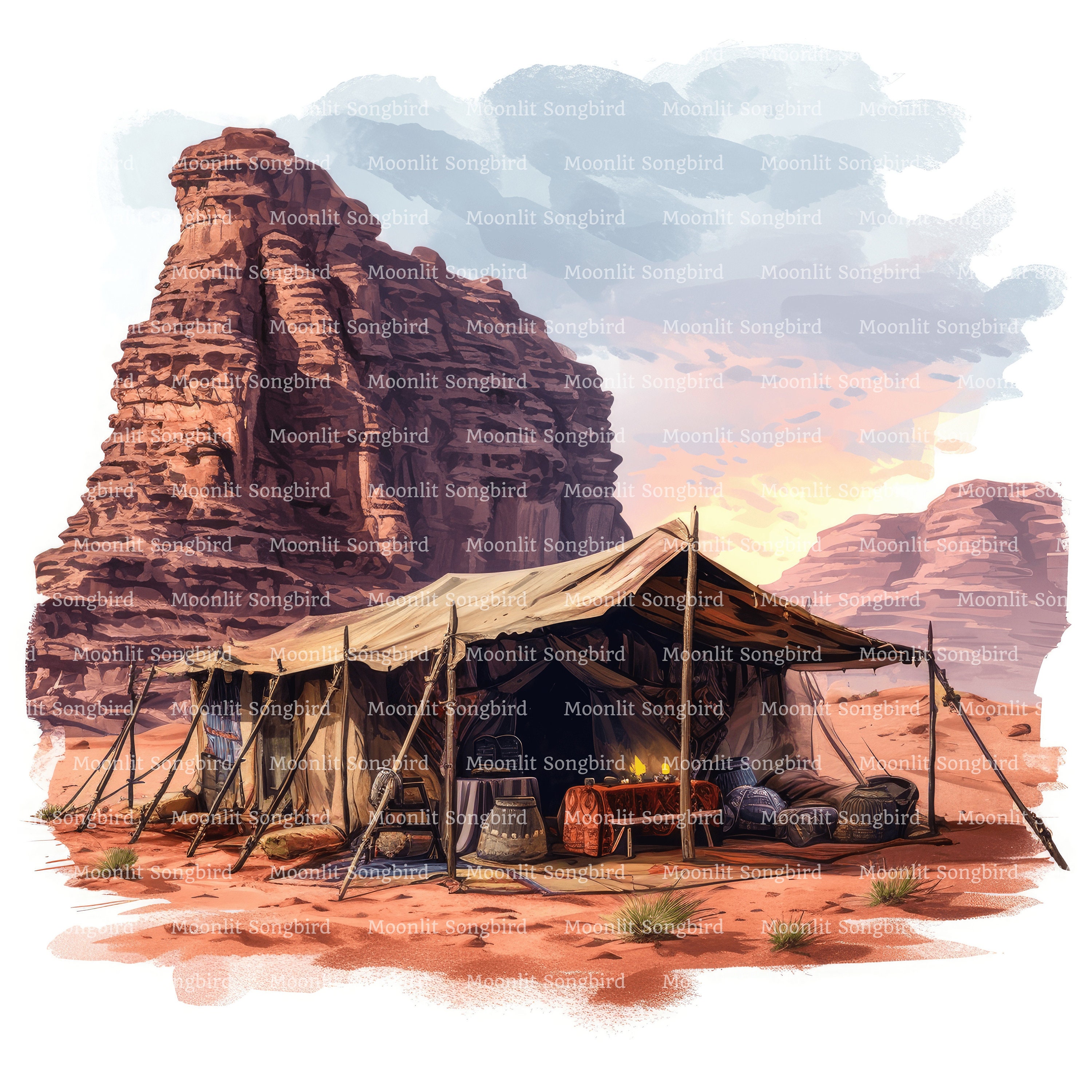 12 Bedouin Tents Clipart, Digital Download, Printable Watercolor ...