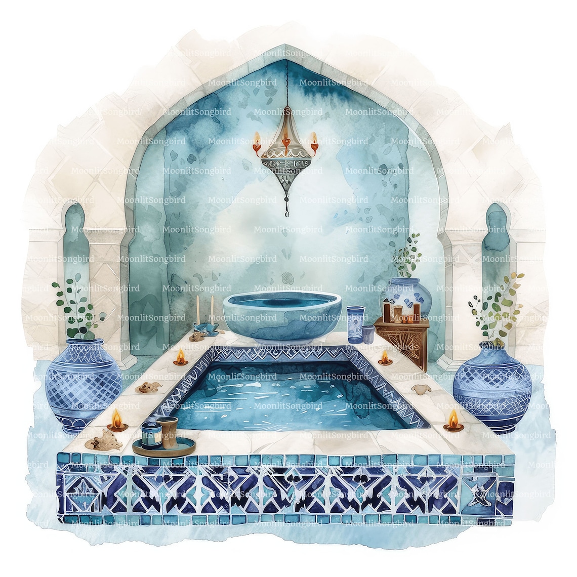 14 Hammam Clipart, Digital Download, Printable Watercolor Clipart ...