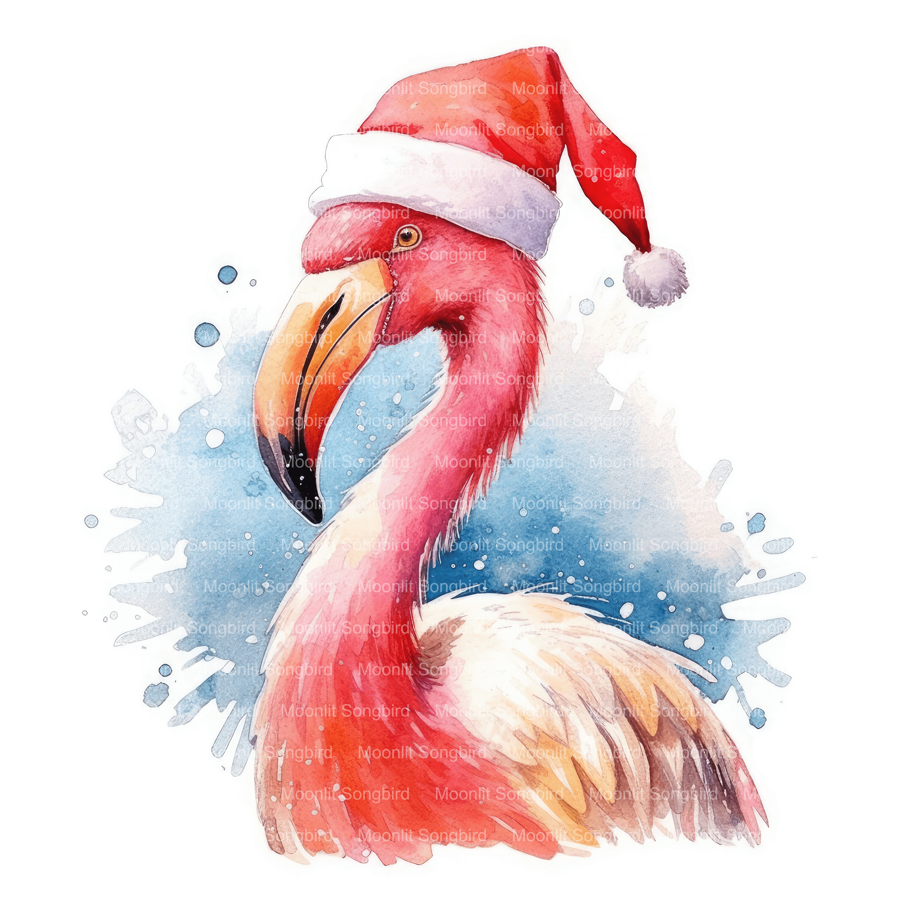 14 Christmas Flamingo Clipart, Digital Download, Printable Watercolor ...