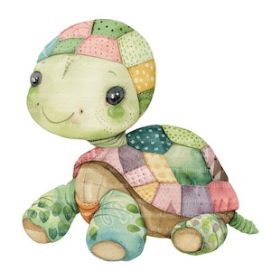 10 Patchwork Turtle Clipart, Digital Download, Printable Watercolor ...