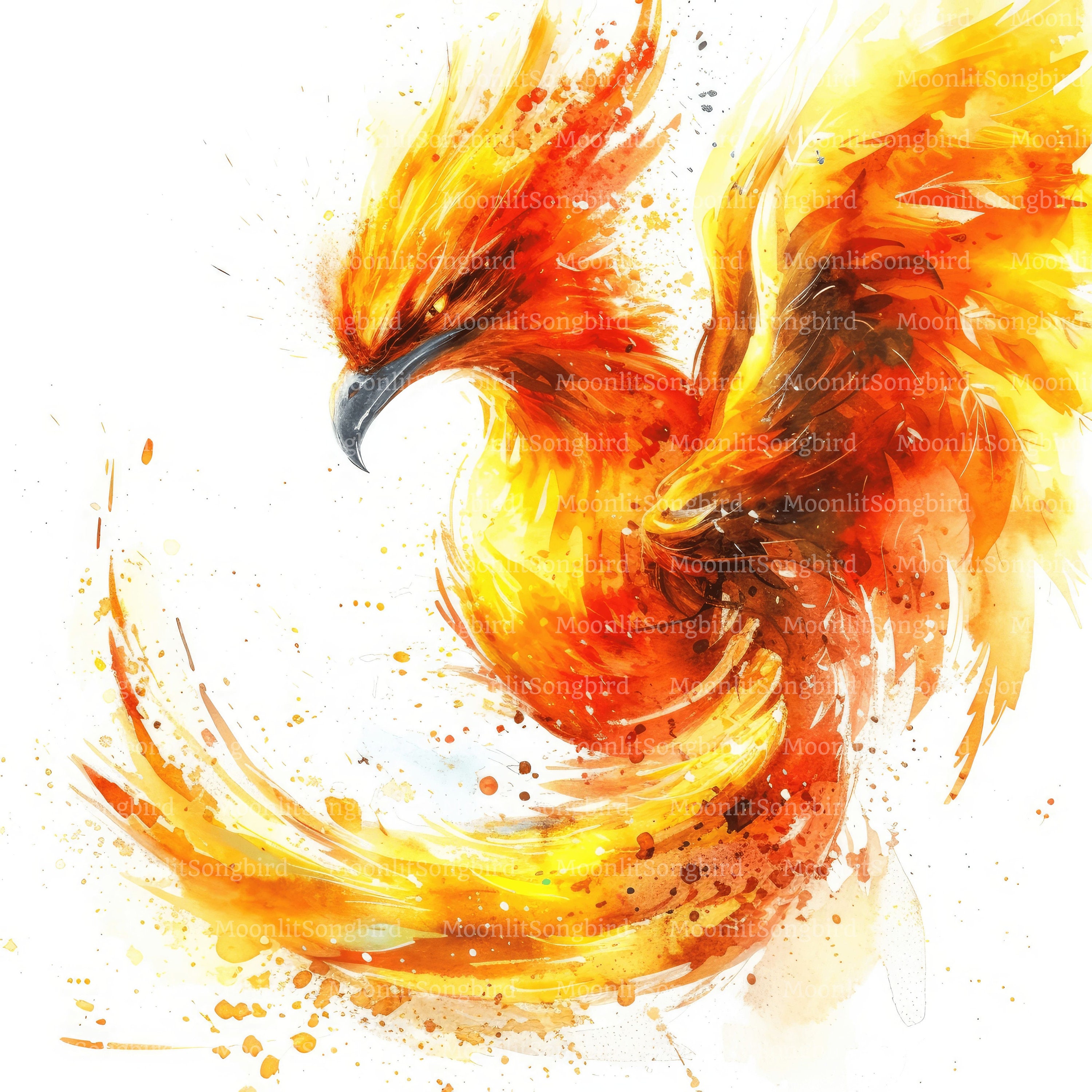 9 Phoenix Clipart, Digital Download, Printable Watercolor Clipart ...