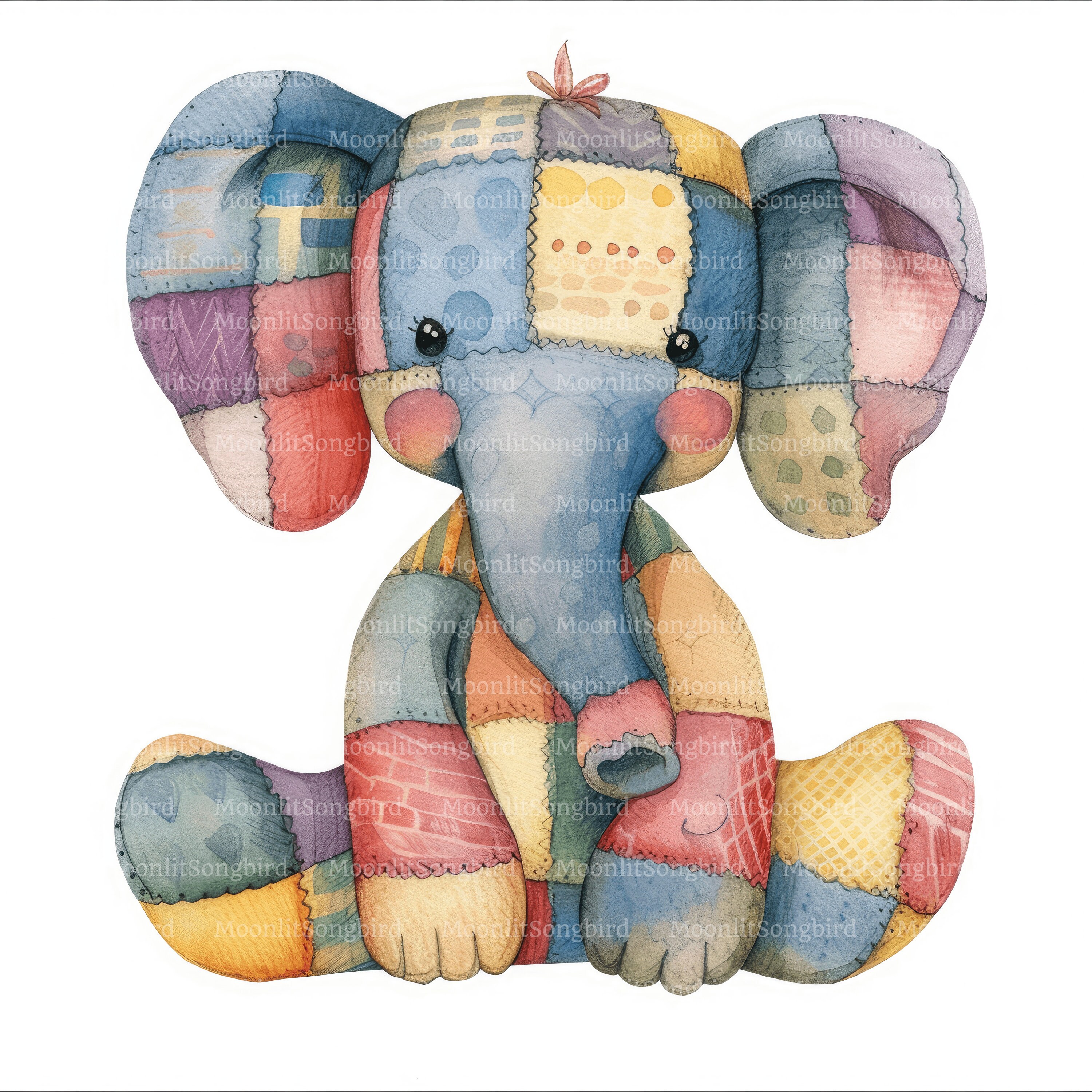 14 Patchwork Elephant Clipart, Digital Download, Printable Watercolor ...