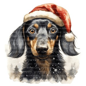 10 Christmas Dachshund Clipart, Digital Download, Printable Watercolor ...