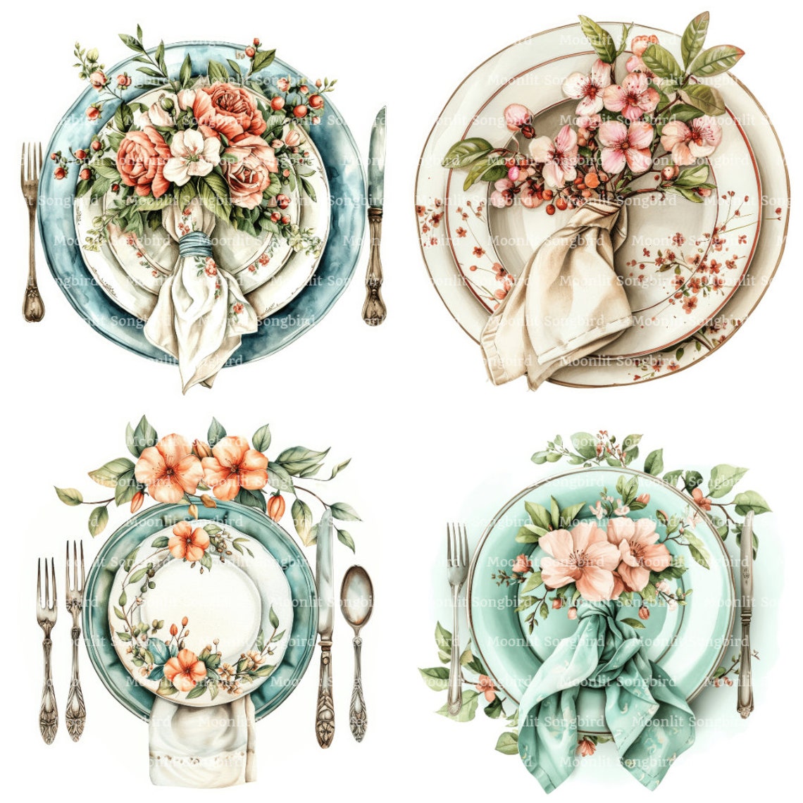 15 Wedding Table Settings Clipart, Digital Download, Printable ...